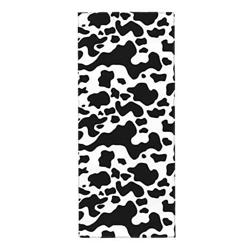 Cafl Black and White Cowhide Texture Hand Towels Cow Print Towels for Bathroom Microfiber Highly Absorbent Face Towels Sport Sweat Towel Gym Yoga Spa Pool 12 x 27.5in