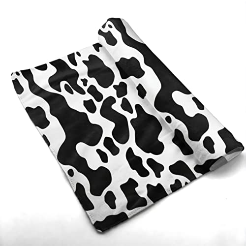 Cafl Black and White Cowhide Texture Hand Towels Cow Print Towels for Bathroom Microfiber Highly Absorbent Face Towels Sport Sweat Towel Gym Yoga Spa Pool 12 x 27.5in