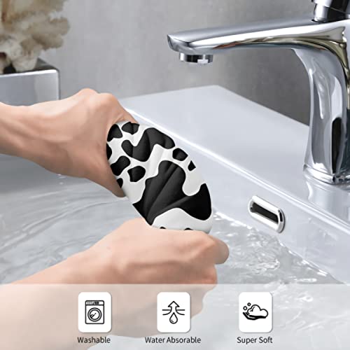 Cafl Black and White Cowhide Texture Hand Towels Cow Print Towels for Bathroom Microfiber Highly Absorbent Face Towels Sport Sweat Towel Gym Yoga Spa Pool 12 x 27.5in