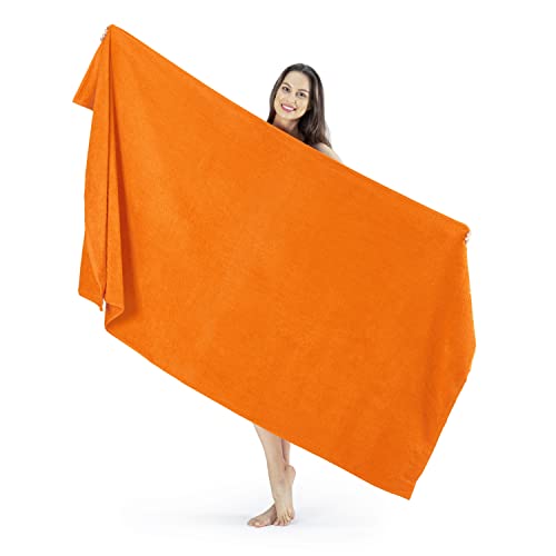 NINE WEST Oversized Luxury Terry Bath Sheet, Soft & Plush 40x80 Inch Extra Large Jumbo Bath Towels, 100% Turkish Cotton (Orange)