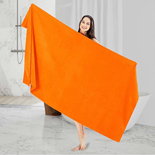 NINE WEST Oversized Luxury Terry Bath Sheet, Soft & Plush 40x80 Inch Extra Large Jumbo Bath Towels, 100% Turkish Cotton (Orange)