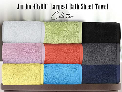 NINE WEST Oversized Luxury Terry Bath Sheet, Soft & Plush 40x80 Inch Extra Large Jumbo Bath Towels, 100% Turkish Cotton (Orange)