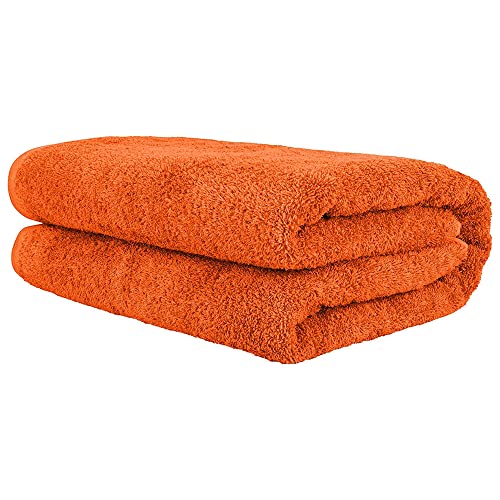 NINE WEST Oversized Luxury Terry Bath Sheet, Soft & Plush 40x80 Inch Extra Large Jumbo Bath Towels, 100% Turkish Cotton (Orange)