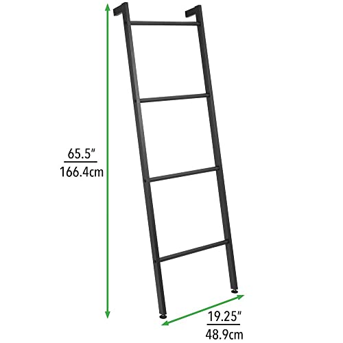 mDesign Metal Wall-Leaning Towel Ladder for Bathroom - 4-Level Decorative Ladder Rack and Towel Holder - Rustic Bath Towel Storage Stand for Modern Decor - Bathroom Towel Ladder Rack - Matte Black