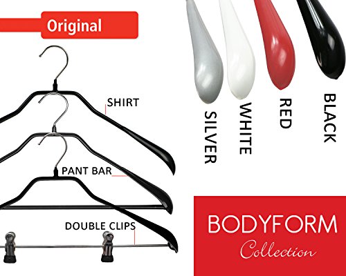 Mawa by Reston Lloyd BodyForm Series Non-Slip Space-Saving Extra Wide Clothes Hanger with Bar for Pants