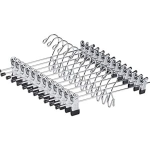 Amber Home 26 Pack Heavy Duty Add on Metal Pants Skirt Hangers, Stackable Add-on Metal Clothes Hangers with 2-Adjustable Clips, Cascading Clip Hangers Space Saving for Jeans, Slacks