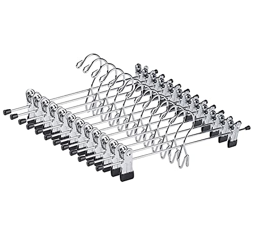 Amber Home 26 Pack Heavy Duty Add on Metal Pants Skirt Hangers, Stackable Add-on Metal Clothes Hangers with 2-Adjustable Clips, Cascading Clip Hangers Space Saving for Jeans, Slacks