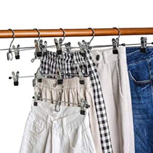 Amber Home 26 Pack Heavy Duty Add on Metal Pants Skirt Hangers, Stackable Add-on Metal Clothes Hangers with 2-Adjustable Clips, Cascading Clip Hangers Space Saving for Jeans, Slacks