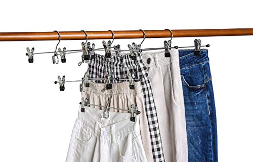 Amber Home 26 Pack Heavy Duty Add on Metal Pants Skirt Hangers, Stackable Add-on Metal Clothes Hangers with 2-Adjustable Clips, Cascading Clip Hangers Space Saving for Jeans, Slacks