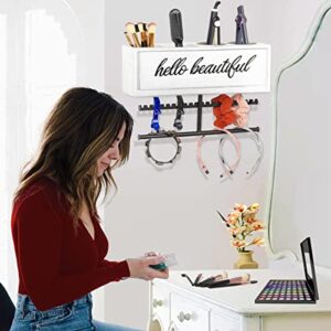 Rustic Hair Dryer Holder Wall Mounted,Hair Styling Tools & Accessories Organizer,Bathroom Supplies & hot Tools vanities Organizer Caddy,for Storage Flat Iron,Blow Dryer,Curling Iron,Headbands,Towel