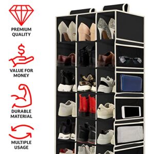 Tidy Zebra Extra Sturdy Hanging Shoe Shelves Holder 20 Shelf Shoes & Tall Boot Storage Pockets Shoe Rack Organizer for Bedroom Closet Kids Room Organization, Best 20 Cubby Shoe Storage Solution