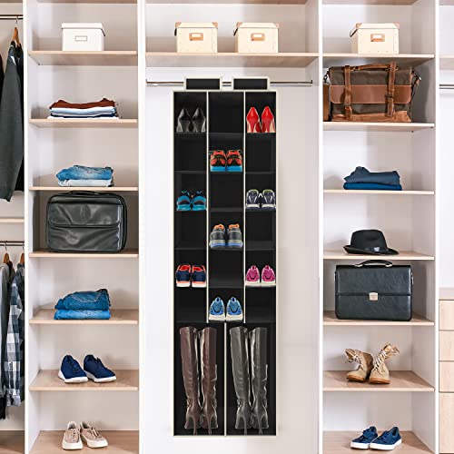 Tidy Zebra Extra Sturdy Hanging Shoe Shelves Holder 20 Shelf Shoes & Tall Boot Storage Pockets Shoe Rack Organizer for Bedroom Closet Kids Room Organization, Best 20 Cubby Shoe Storage Solution