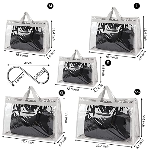 SZXFMY 10 Pack Handbag Storage Organizer Dust Bags Transparent Purse Storage Bag Organizer for Closet with Handle and Zipper Handbags Bag (Grey)