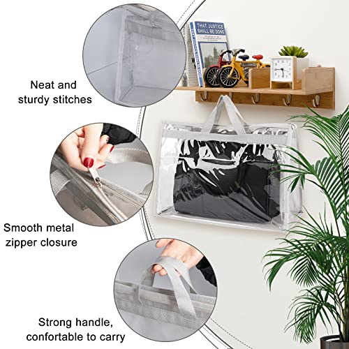 SZXFMY 10 Pack Handbag Storage Organizer Dust Bags Transparent Purse Storage Bag Organizer for Closet with Handle and Zipper Handbags Bag (Grey)