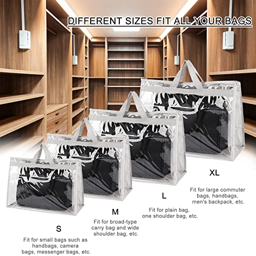 SZXFMY 10 Pack Handbag Storage Organizer Dust Bags Transparent Purse Storage Bag Organizer for Closet with Handle and Zipper Handbags Bag (Grey)