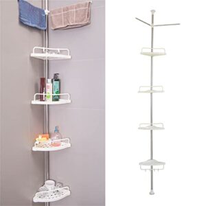 cncest 4 tier bathroom shower storage shelf corner shower caddy tension pole rust proof telescopic rod storage rack organizer corner shower organizer