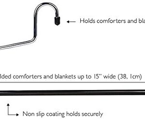 Blanket Hangers Set of 6 Heavy Duty Stainless Steel Hanger with Black Vinyl Nonslip Coating - Great for Closet Storage of Quilts, Comforters, Bedding, Table Cloths, Towels, Rugs and Sleeping Bags