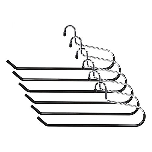 Blanket Hangers Set of 6 Heavy Duty Stainless Steel Hanger with Black Vinyl Nonslip Coating - Great for Closet Storage of Quilts, Comforters, Bedding, Table Cloths, Towels, Rugs and Sleeping Bags