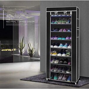 10 tiers 9 lattices shoe rack with dustproof cover closet shoe storage cabinet organizer non-woven fabric shoe rack room-saving easy assembled shoe shelf organizer closet for home