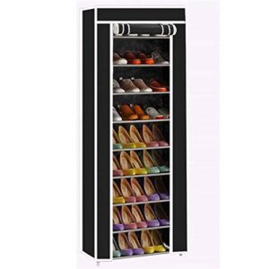 10 Tiers 9 Lattices Shoe Rack with Dustproof Cover Closet Shoe Storage Cabinet Organizer Non-Woven Fabric Shoe Rack Room-Saving Easy Assembled Shoe Shelf Organizer Closet for Home