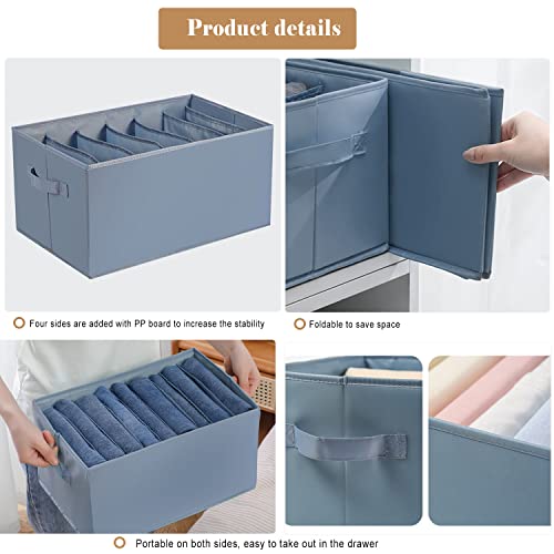 KIHONI Clothes Organizer for Folded Clothes Drawer Organizers for Clothing Closet Organizers and Storage Wardrobe Clothes Organizer for Jeans Pants, T-shirt, Dress (Built-in PP Board)