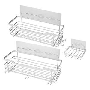 Lonelli 3 Pack Shower Caddy Bathroom Organizer Storage Shelves NO NAIL, NO DRILL SUS304 Stainless Rustproof Bathroom, Kitchen Organizers and Storage Shower Shelves With Razor Holders