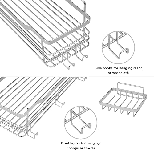 Lonelli 3 Pack Shower Caddy Bathroom Organizer Storage Shelves NO NAIL, NO DRILL SUS304 Stainless Rustproof Bathroom, Kitchen Organizers and Storage Shower Shelves With Razor Holders