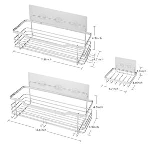 Lonelli 3 Pack Shower Caddy Bathroom Organizer Storage Shelves NO NAIL, NO DRILL SUS304 Stainless Rustproof Bathroom, Kitchen Organizers and Storage Shower Shelves With Razor Holders