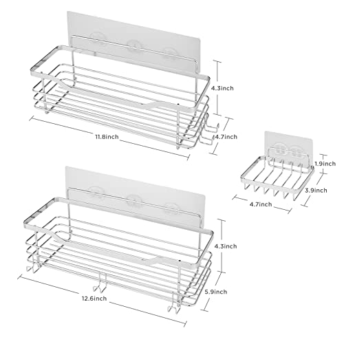 Lonelli 3 Pack Shower Caddy Bathroom Organizer Storage Shelves NO NAIL, NO DRILL SUS304 Stainless Rustproof Bathroom, Kitchen Organizers and Storage Shower Shelves With Razor Holders