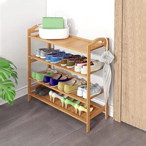 W.CABIN 4 Tier Bamboo Shoe Rack,Shoe Organizer Free Standing Entryway Shoe Tower Shelf,Multi-function Storage Organizer Boots Storage Shelf Home Furniture Modern，Bamboo