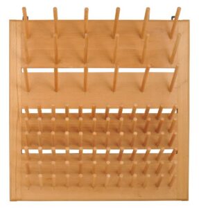 wooden draining rack, mountable - accommodates 90 pieces of labware - 20" wide, 5.5" long & 20" tall - premium polished beech wood - eisco labs