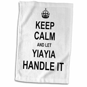 3d rose keep calm and let yiayia handle it fun funny grandma yia gift hand towel, 15" x 22"