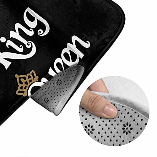 AOYEGO King and Queen Bathroom Rugs Set of 3 Couple Design Black Background Non Slip 31.5X19.7 Inch Soft Absorbent Polyester for Tub Shower Toilet