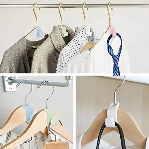 Clothes Hanger Connector Hooks,4 Colors Plastic Hanger Extender Hooks Heavy Duty Cascading Connection Hooks for Hangers Space Saving and Organizer Clothes Closets (24 PCS)