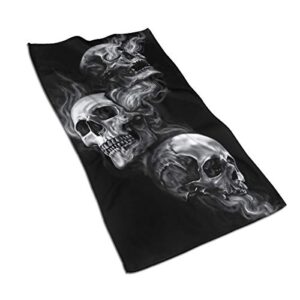 laswega smoke skull luxury hand towels,ultra soft & highly absorbent premium microfiber bath towel for hand,gym,beauty,hair,spa,and home hair care,27.5 * 15.7in