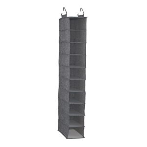 household essentials 10 closet organizer with hooks hanging shelf, graphite