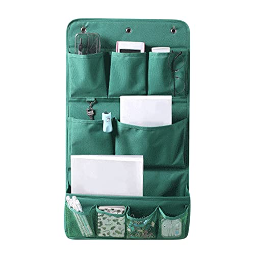 Home Hanging Storage Bag Bathroom Accessories Wall Door Back Wardrobe Dormitory Makeup Organizer Fabric Kitchen Accessories Multifunctional Storage Bag with Wall Hooks (Green)