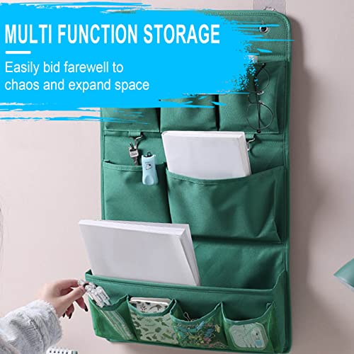 Home Hanging Storage Bag Bathroom Accessories Wall Door Back Wardrobe Dormitory Makeup Organizer Fabric Kitchen Accessories Multifunctional Storage Bag with Wall Hooks (Green)