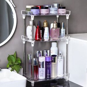 qiyushry bathroom organizer countertop storage clear 3 tier skincare organizer acrylic corner shelf rack stand for makeup cosmetic perfume vanity tray kitchen living room supplies