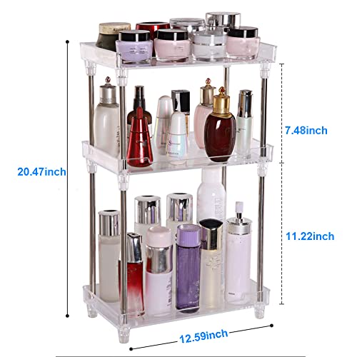 QIYUSHRY Bathroom Organizer Countertop Storage Clear 3 Tier Skincare Organizer Acrylic Corner Shelf Rack Stand for Makeup Cosmetic Perfume Vanity Tray Kitchen Living Room Supplies