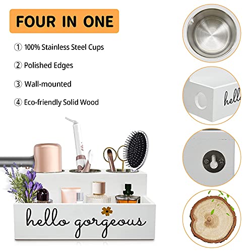 Unistyle Hello Gorgeous Hair Tool Organizer for Bathroom,Blow Dryer Holder Hair Tools Styling Supplies Organizer Bathroom Organizer Countertop Vanity Organizer for Accessories, Makeup, Toiletries