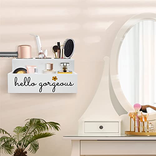 Unistyle Hello Gorgeous Hair Tool Organizer for Bathroom,Blow Dryer Holder Hair Tools Styling Supplies Organizer Bathroom Organizer Countertop Vanity Organizer for Accessories, Makeup, Toiletries