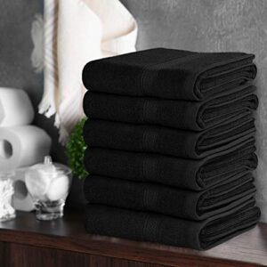 Utopia Towels Premium Bundle - Cotton Washcloths Black (12x12 inches) Pack of 24 with Black Hand Towels 600 GSM (16 x 28 inches), Pack of 6