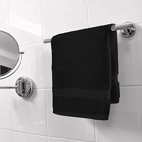 Utopia Towels Premium Bundle - Cotton Washcloths Black (12x12 inches) Pack of 24 with Black Hand Towels 600 GSM (16 x 28 inches), Pack of 6