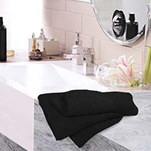 Utopia Towels Premium Bundle - Cotton Washcloths Black (12x12 inches) Pack of 24 with Black Hand Towels 600 GSM (16 x 28 inches), Pack of 6