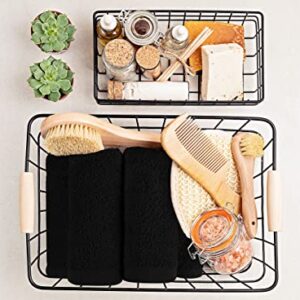 Utopia Towels Premium Bundle - Cotton Washcloths Black (12x12 inches) Pack of 24 with Black Hand Towels 600 GSM (16 x 28 inches), Pack of 6