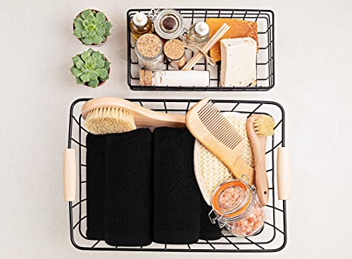 Utopia Towels Premium Bundle - Cotton Washcloths Black (12x12 inches) Pack of 24 with Black Hand Towels 600 GSM (16 x 28 inches), Pack of 6