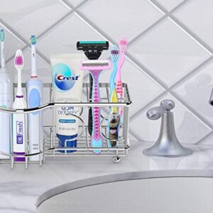 Simple Houseware Bathroom Hanging Shower Head Caddy Organizer + Multi-Functional 6 Slots Toothbrush Holder, Chrome