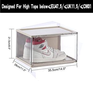 W XUEXIEWU K.T.Z Shoe Boxes，Clear Plastic Shoe Box，Sports Shoe Storage Box， Magnetic Side Open Stackable Shoe Box（Khaki 1PCS）