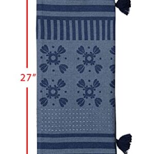 Foreside Home & Garden Blue Abstract Pattern 27 x 18 Inch Woven Cotton Kitchen Tea Towel with Hand Sewn Tassels